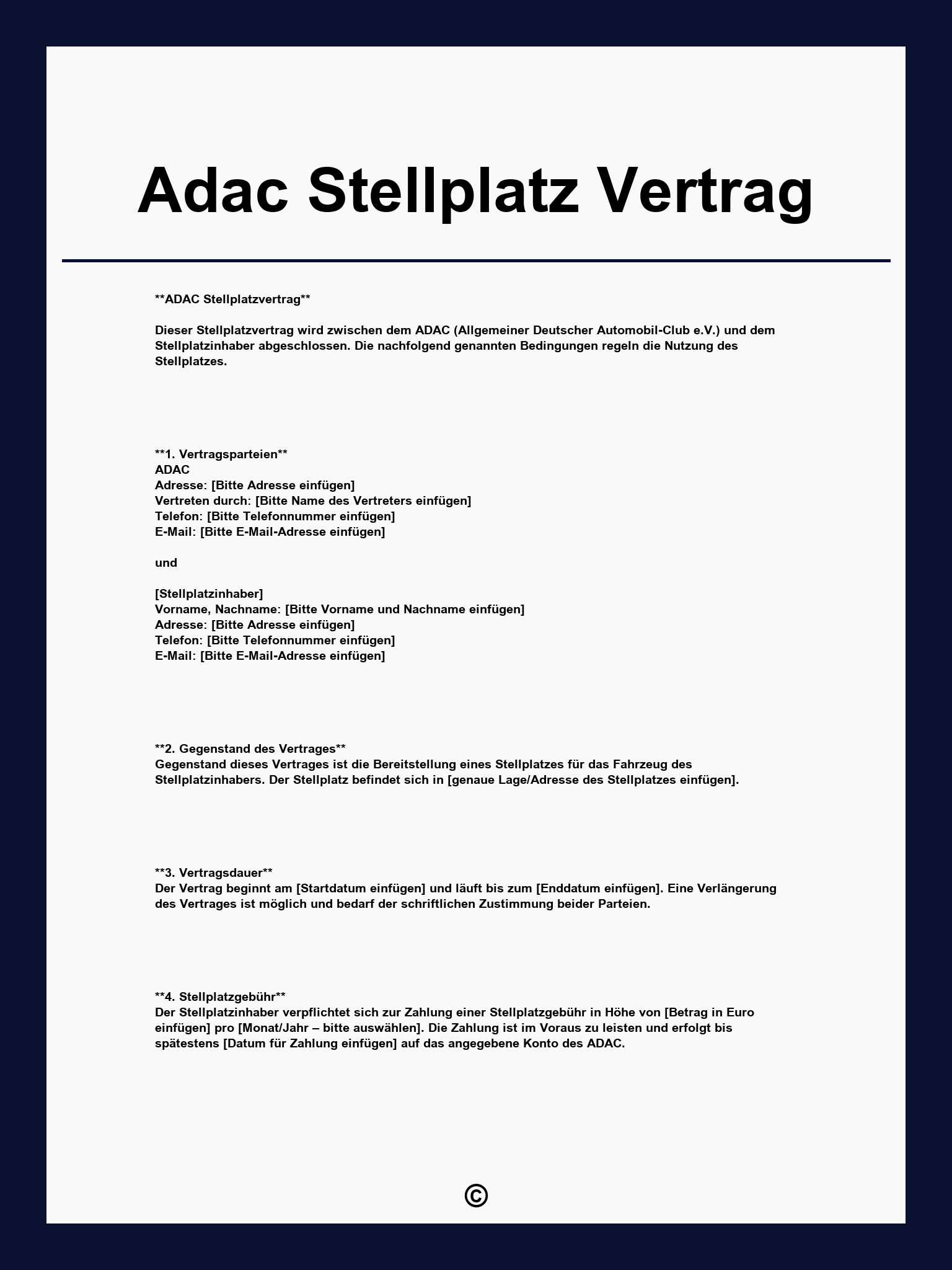 Adac Stellplatz Vertrag