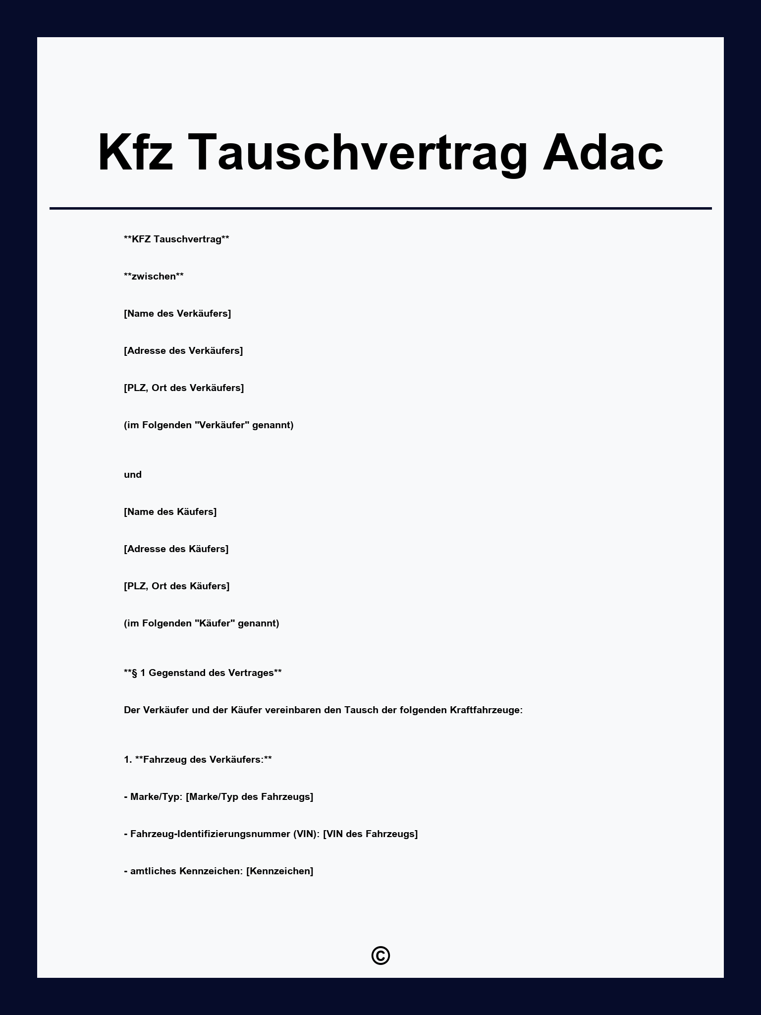 Kfz Tauschvertrag Adac