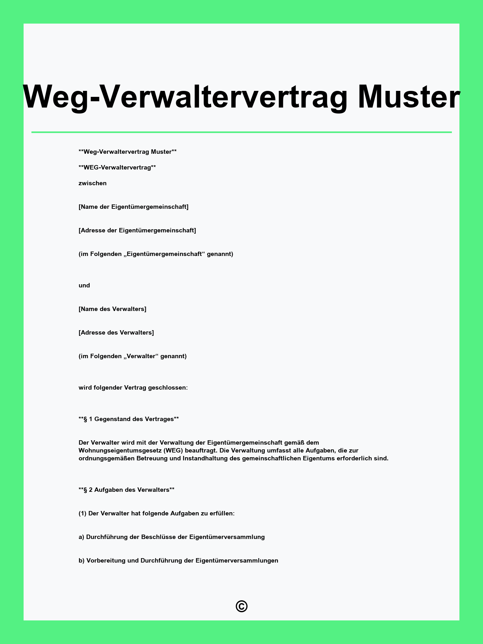 Weg-Verwaltervertrag Muster